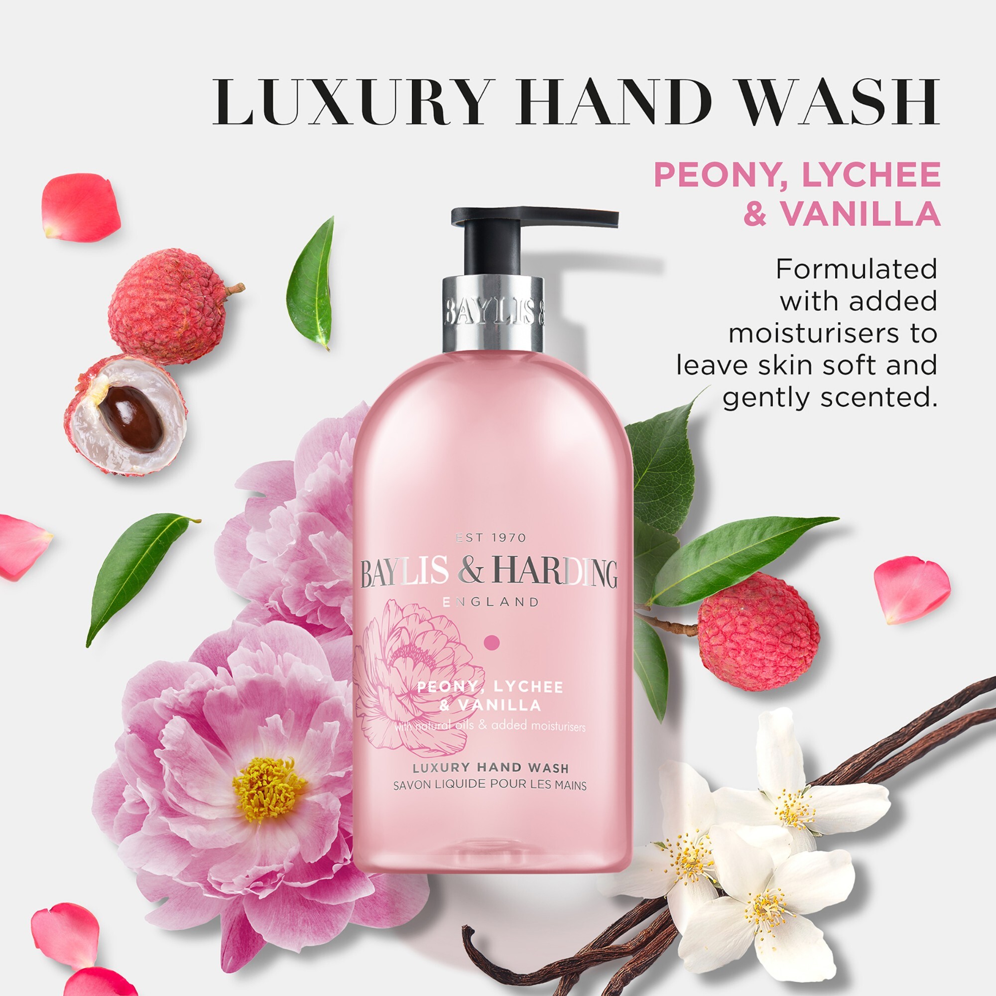 Folyékony szappan a kezekre Pünkösdi rózsa, Licsi & Vanília Hand Wash ...