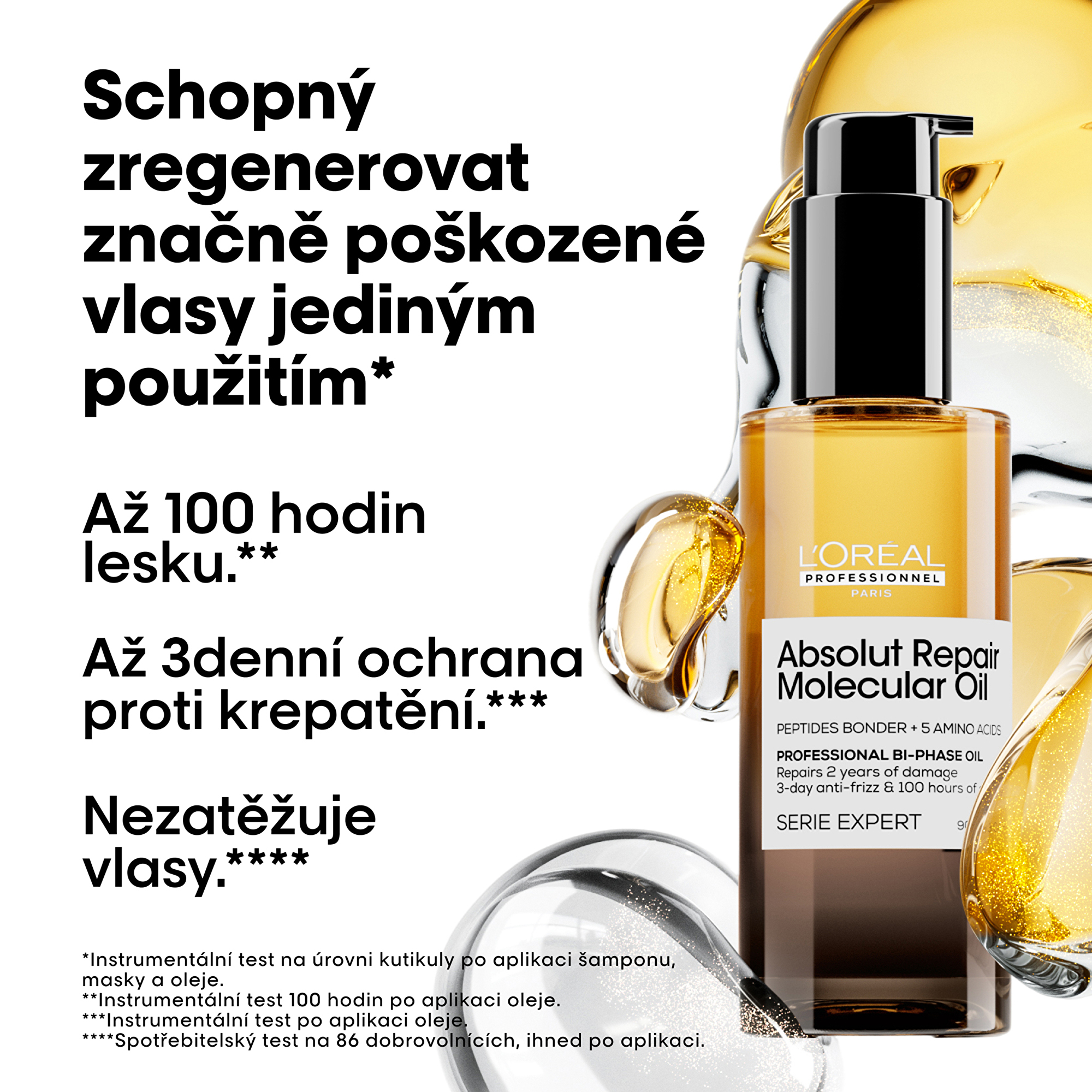 Dvojfázový olej pre poškodené vlasy Absolut Repair Molecular (Bi-Phase ...