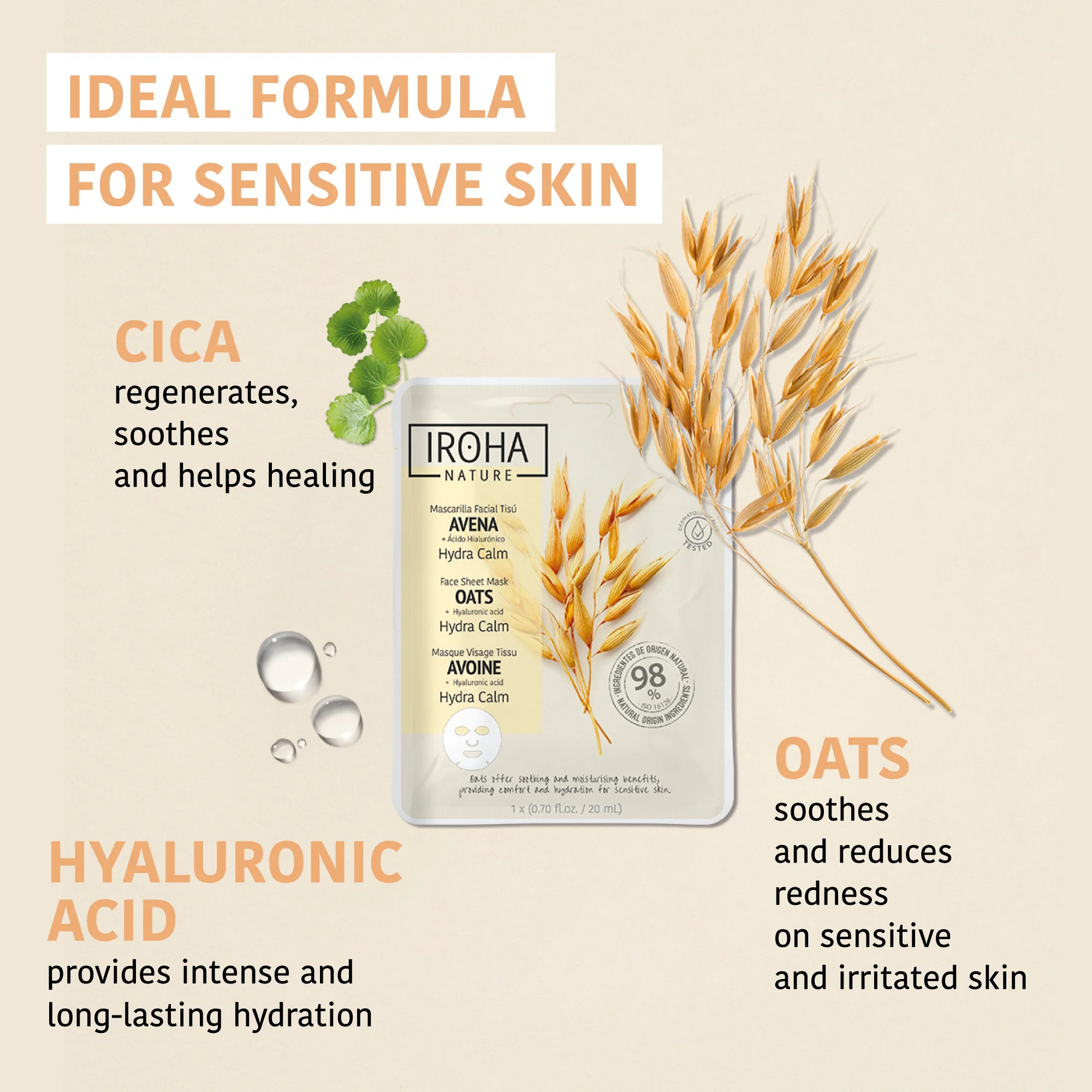 Upokojujúca maska Oats Hydra Calm Face Sheet Mask 20 ml | Vivantis.sk ...