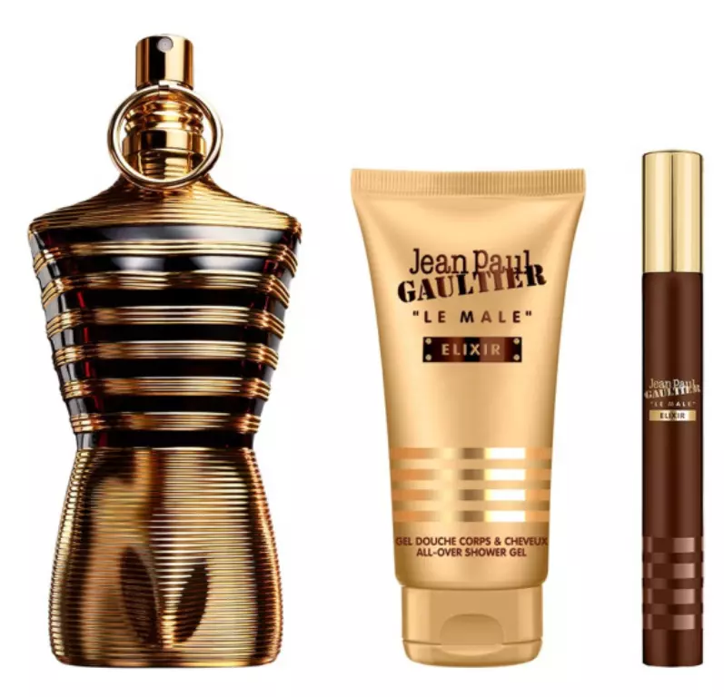 Le Male Elixir - parfém 125 ml + sprchový gel 75 ml + parfém 10 ml ...