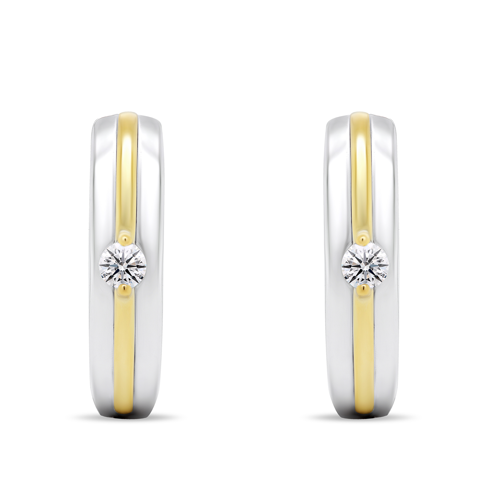 Cercei bicolori moderni din argint EA457W | Vivantis.ro - Hello Gorgeous!