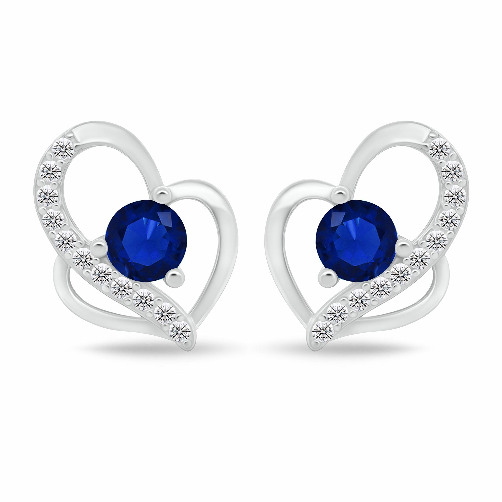 Set original de bijuterii din argint „Inimioare” cu zirconii albastre SET294WB (colier și cercei ...