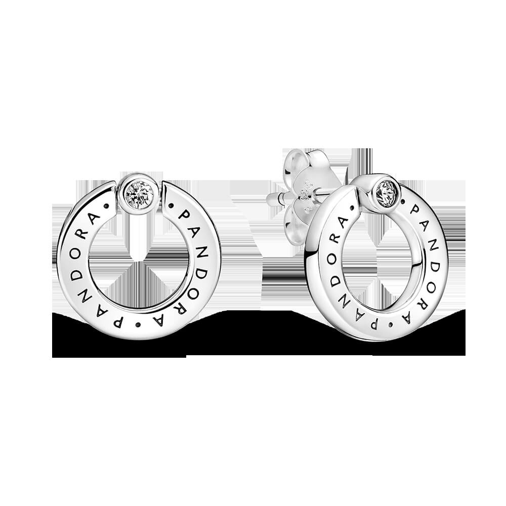 Kruhové náušnice s krystaly 3v1 Pandora logo 299486C01 | Sperky.cz