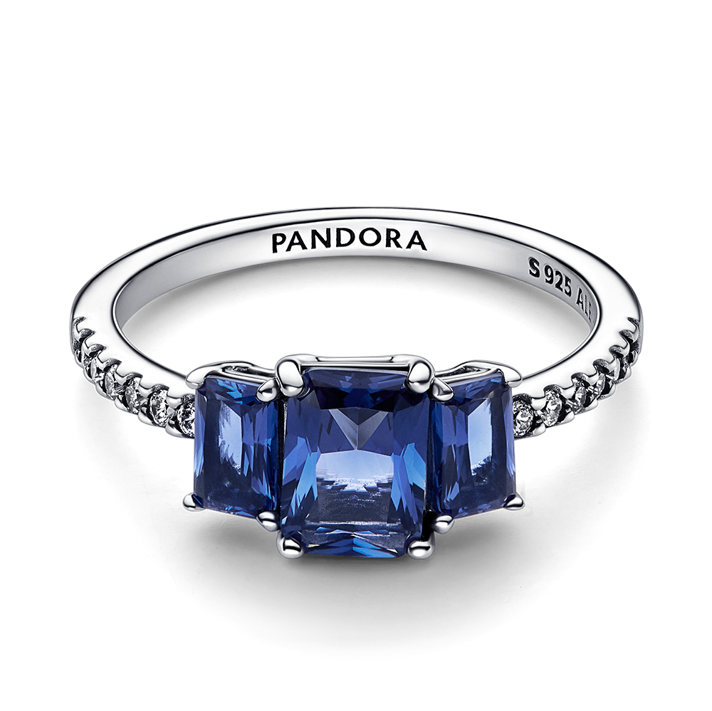 Třpytivý stříbrný prsten s modrými krystaly Timeless 192389C01 | Sperky.cz