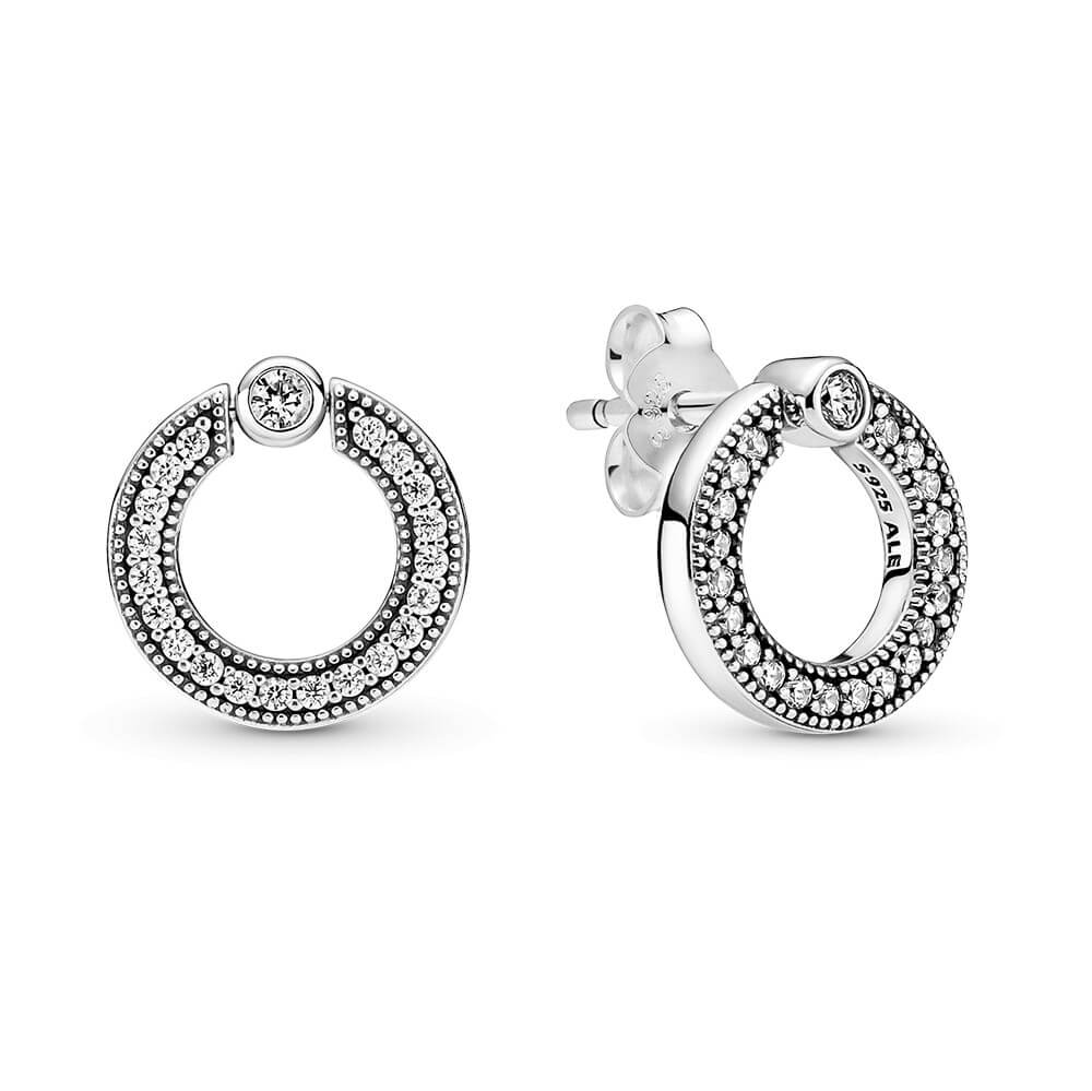 Kruhové náušnice s krystaly 3v1 Pandora logo 299486C01 | Sperky.cz