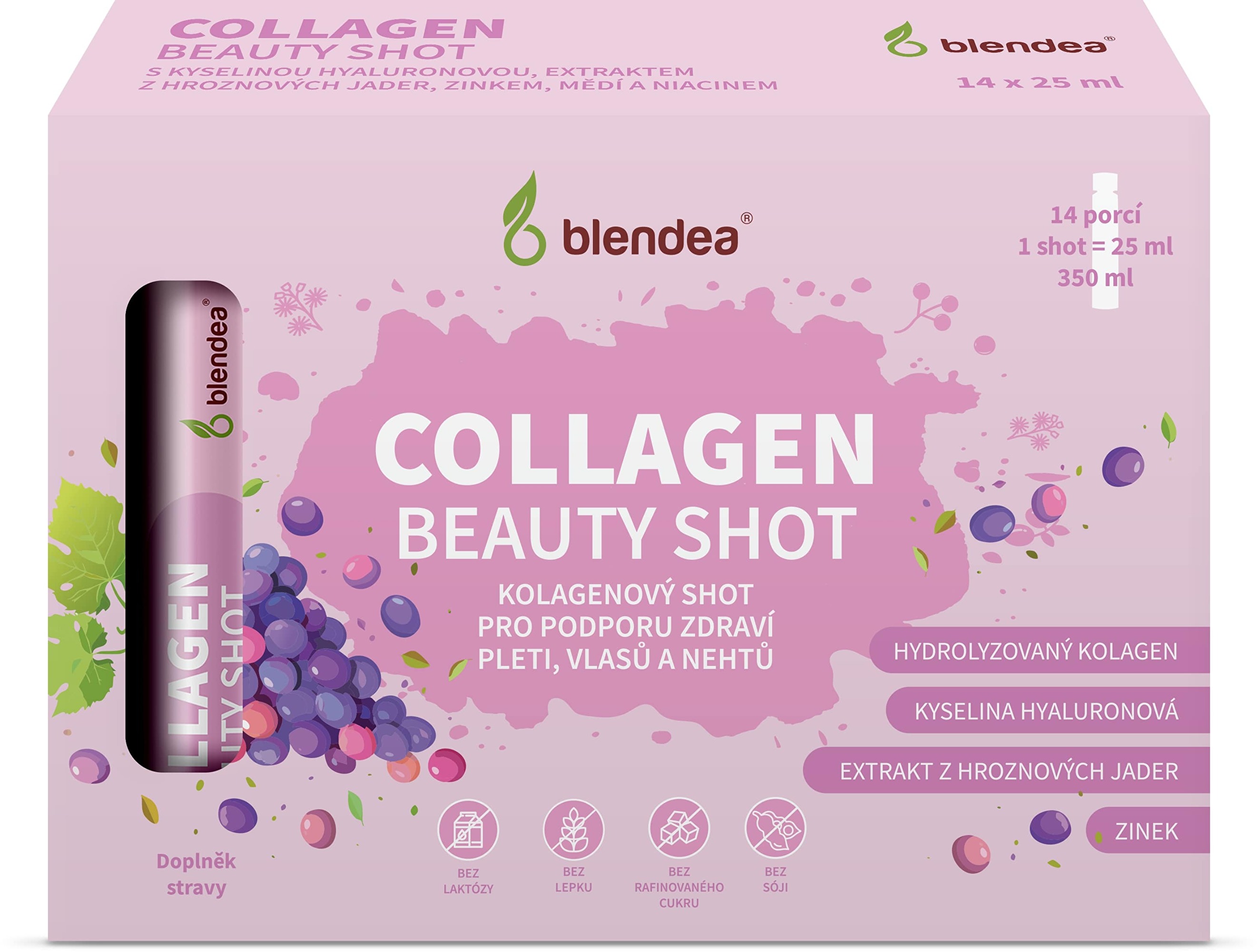 Collagen Beauty Shot s kyselinou hyalurónovou a zinkom 14 x 25 ml ...