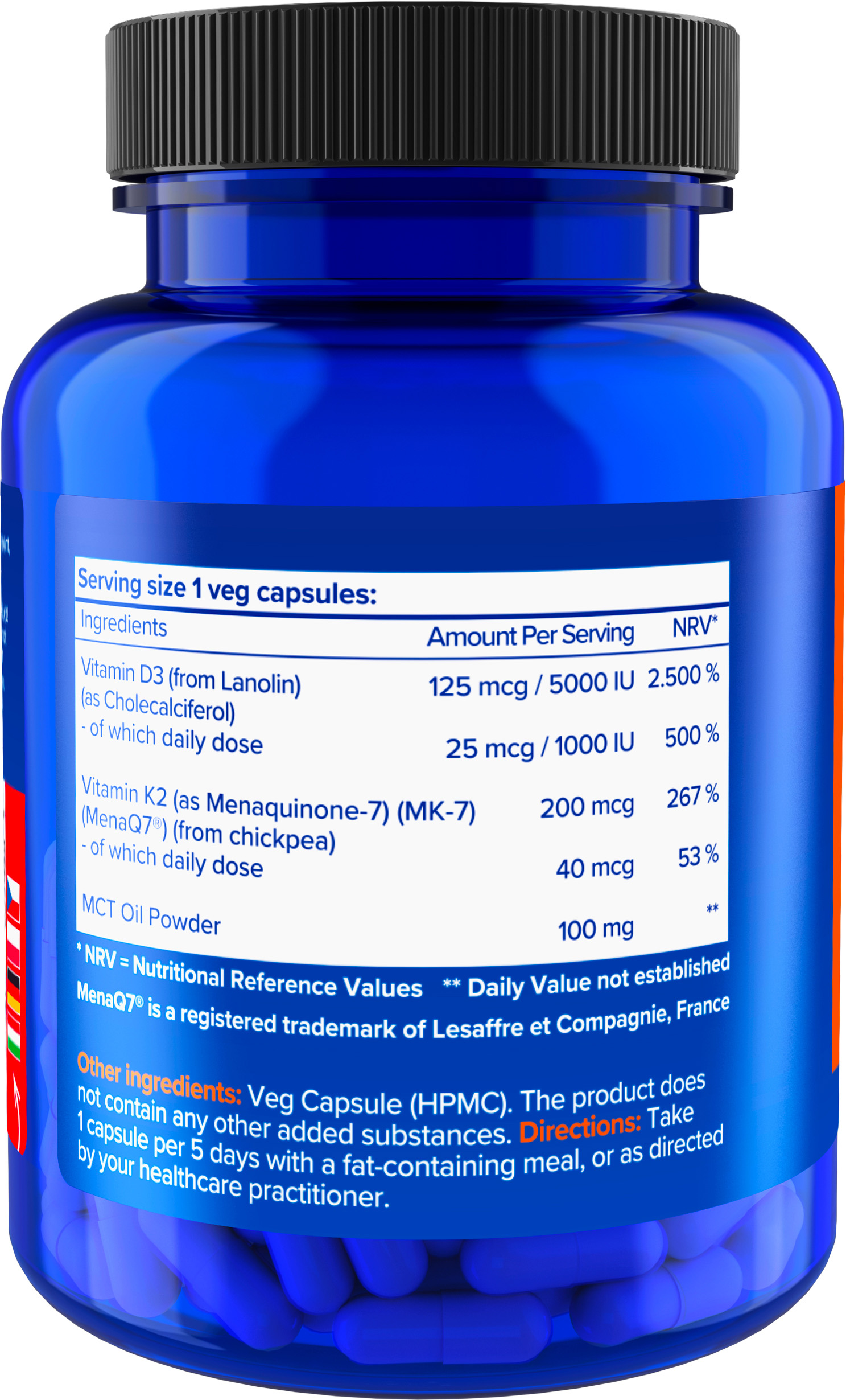 Vitamin D3 & K2 (MenaQ7 MK-7) 5000 IU & 200 mcg 100 kapslí | Vivantis ...
