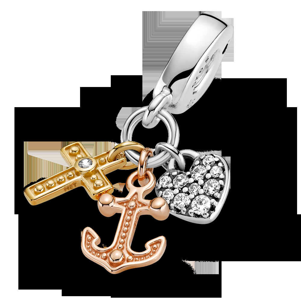 Tricolor přívěsek Kříž, kotva, srdce 799354C01 | Sperky.cz